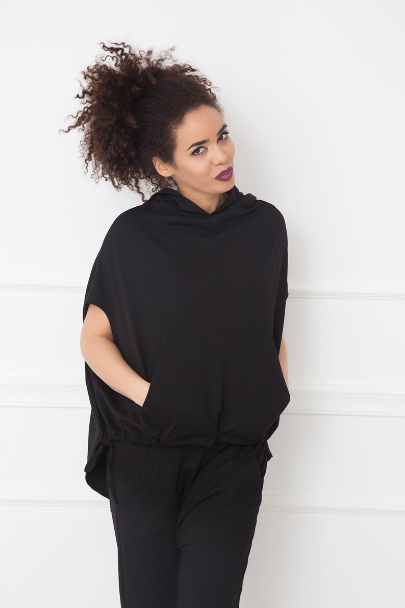 Women Black Hoodie With Front Pockets Black Hoodie Black | Etsy