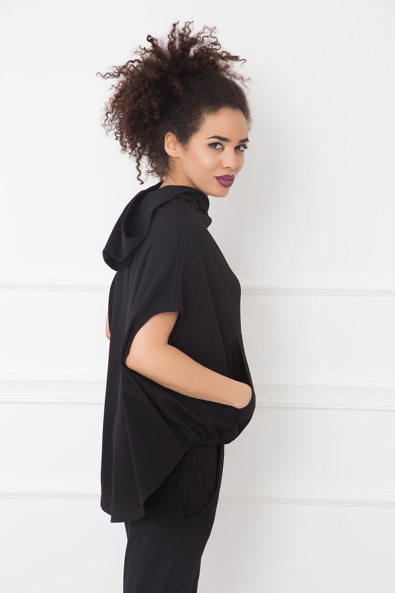 Women Black Hoodie With Front Pockets Black Hoodie Black | Etsy