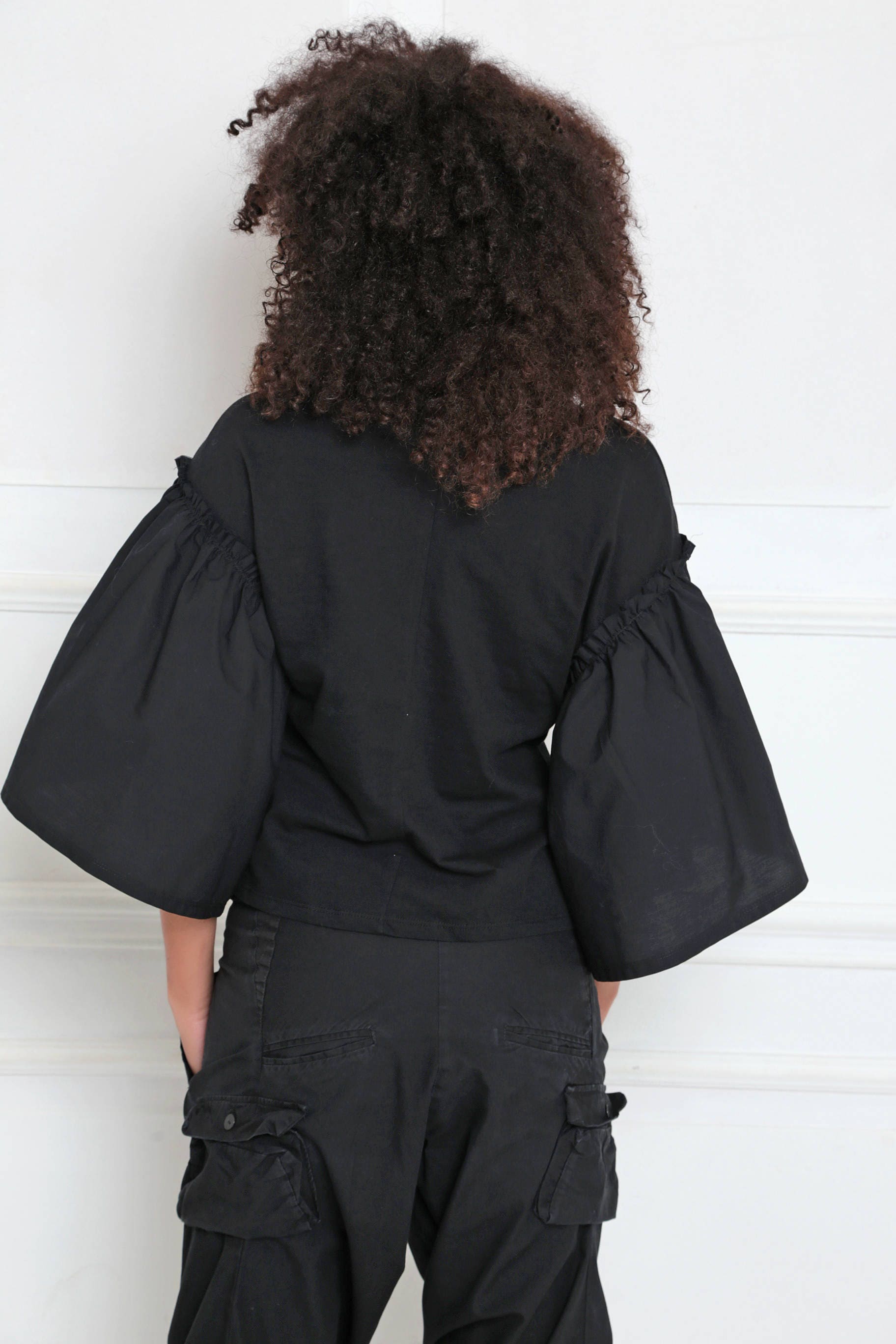 Puff Sleeves Blouse Black Top Plus Size Top Women Top | Etsy