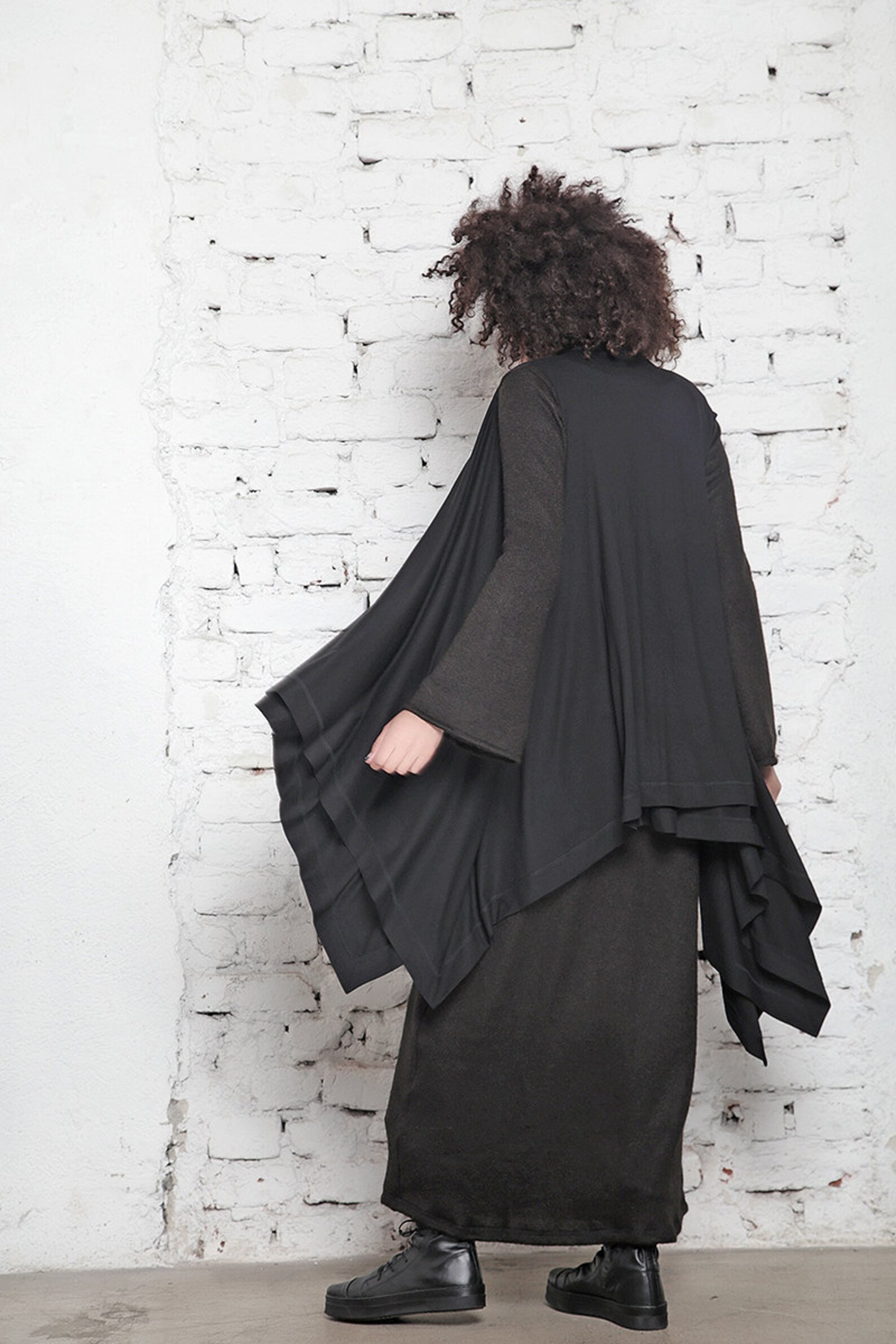 Long Black Vest Long Vest Black Cape Asymmetrical Vest | Etsy