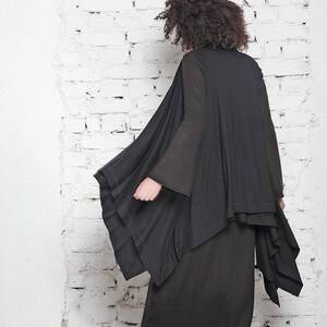 Long Black Vest, Long Vest, Black Cape, Asymmetrical Vest, Extravagant ...