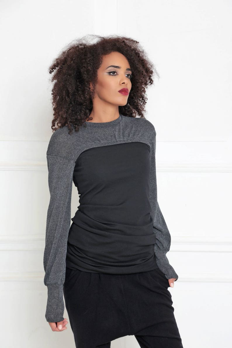 Black Blouse Long Sleeved Top Casual Blouse Women Black - Etsy