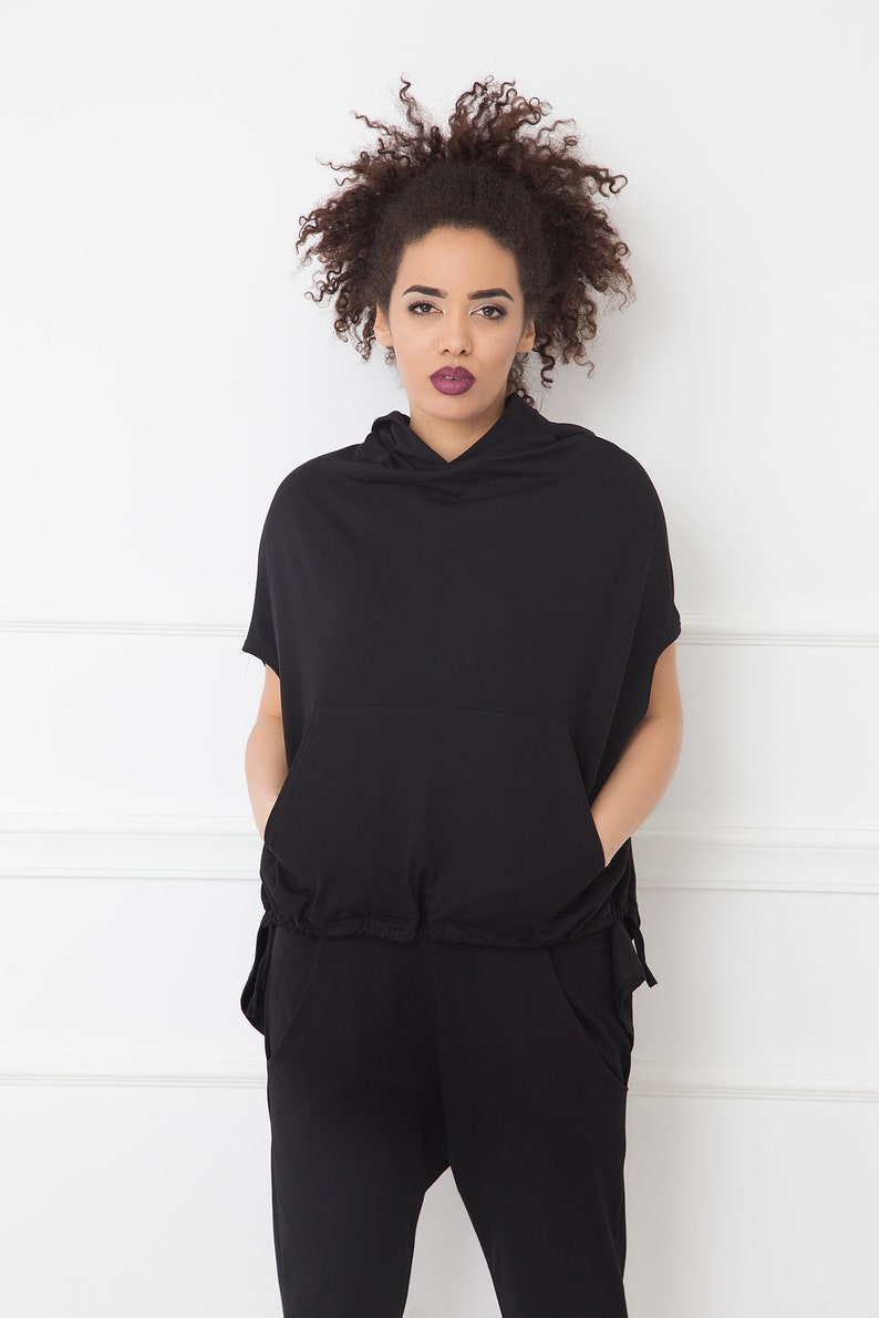 Women Black Hoodie With Front Pockets Black Hoodie Black - Etsy