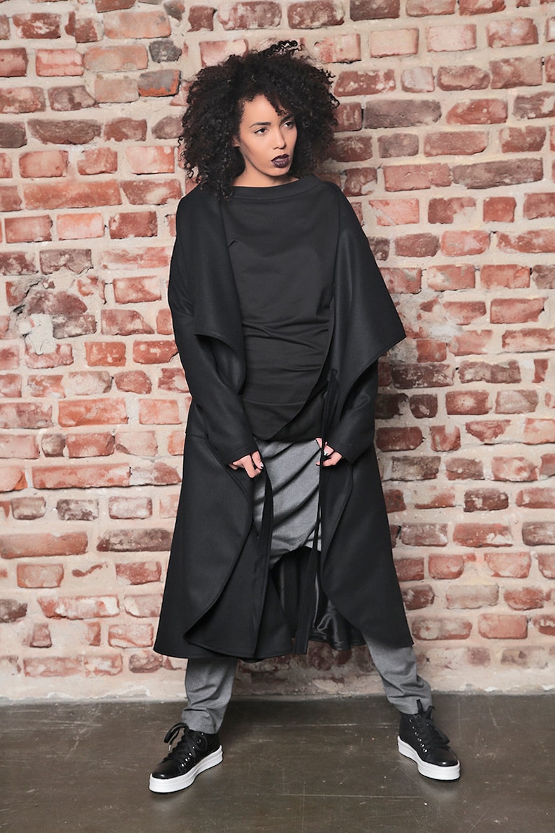 Black Coat Maxi Coat Futuristic Clothing Black Cape Long | Etsy