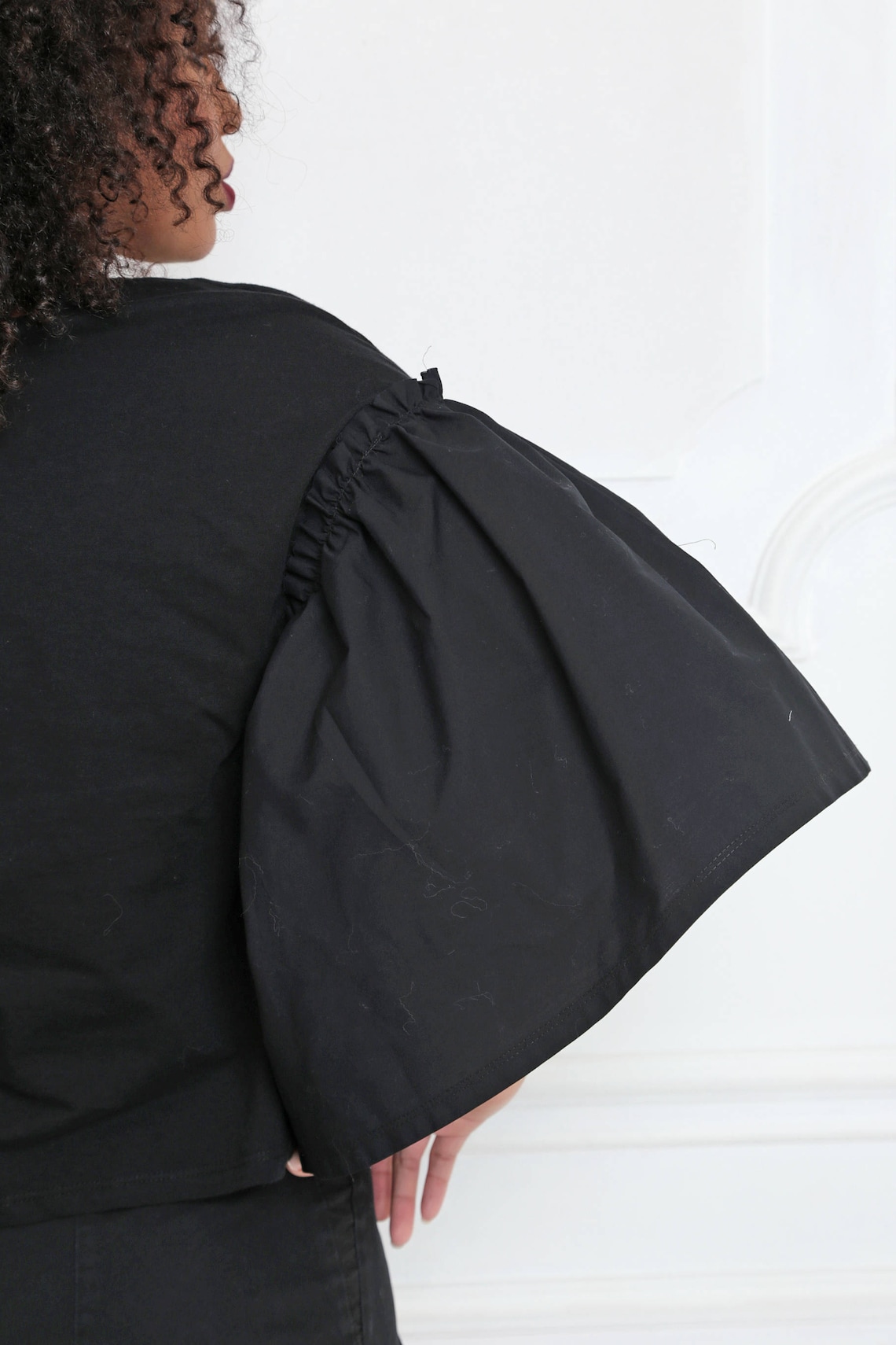 Puff Sleeves Blouse Black Top Plus Size Top Women Top | Etsy