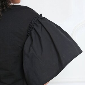 Puff Sleeves Blouse, Black Top, Plus Size Top, Women Top, Black Blouse ...