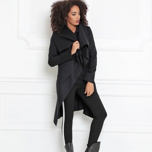 Plus Size Clothing/ Cashmere Coat/ Asymmetric Coat/ Wool Coat / Black ...