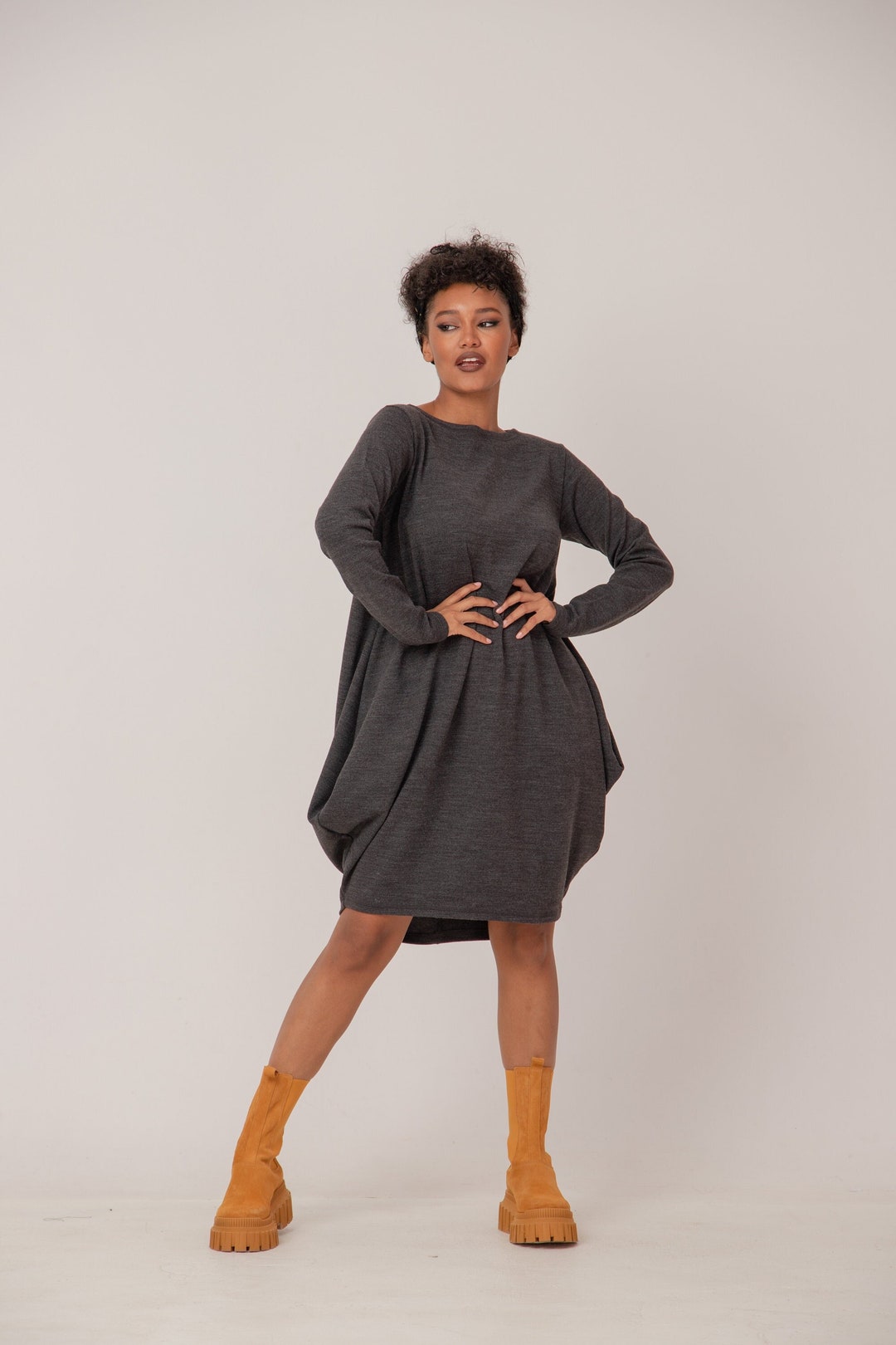 Graphite Tunic, Winter Tunic, Knitted Tunic, Women Tunic, Plus Size ...