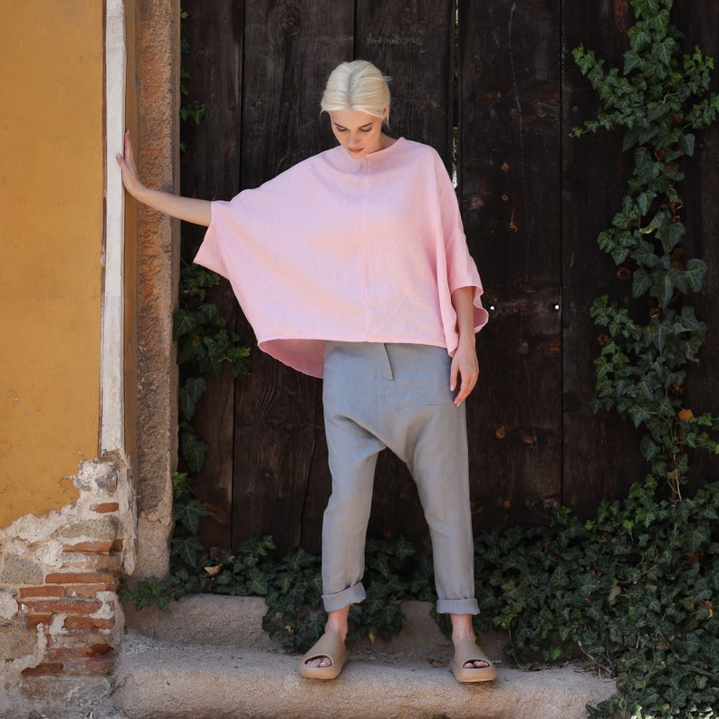 Pink Linen Top Asymmetrical Summer Top Womens Clothing / - Etsy