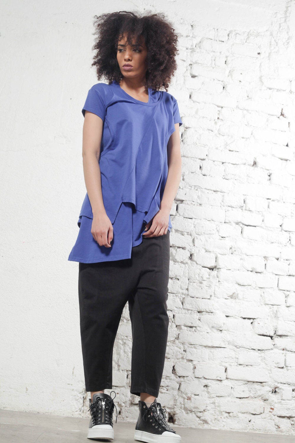 Drop Crotch Pants Plus Size Trousers Black Cotton Pants - Etsy