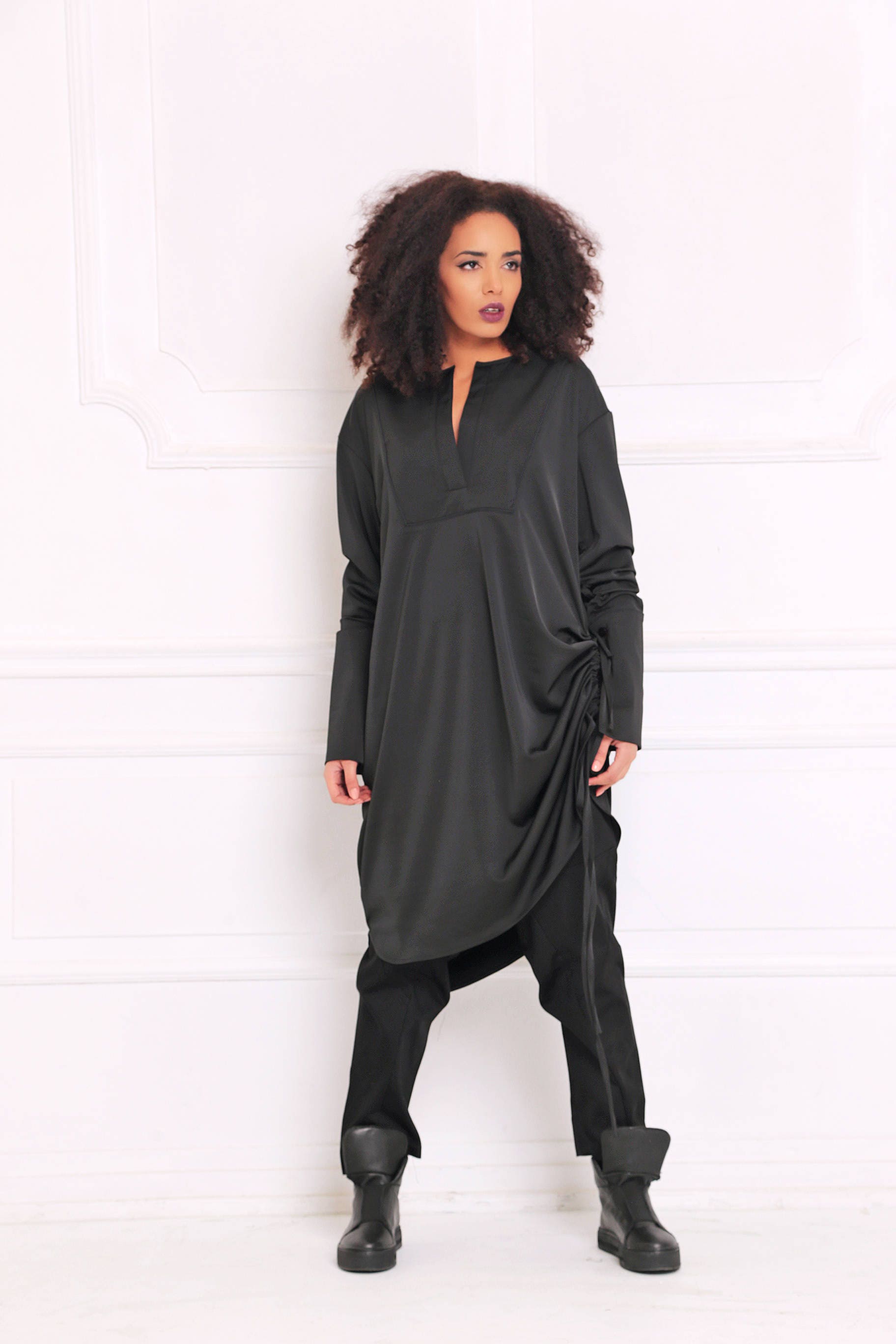 Women Black Tunic Asymmetric Tunic Gothic Clothing Plus | Etsy