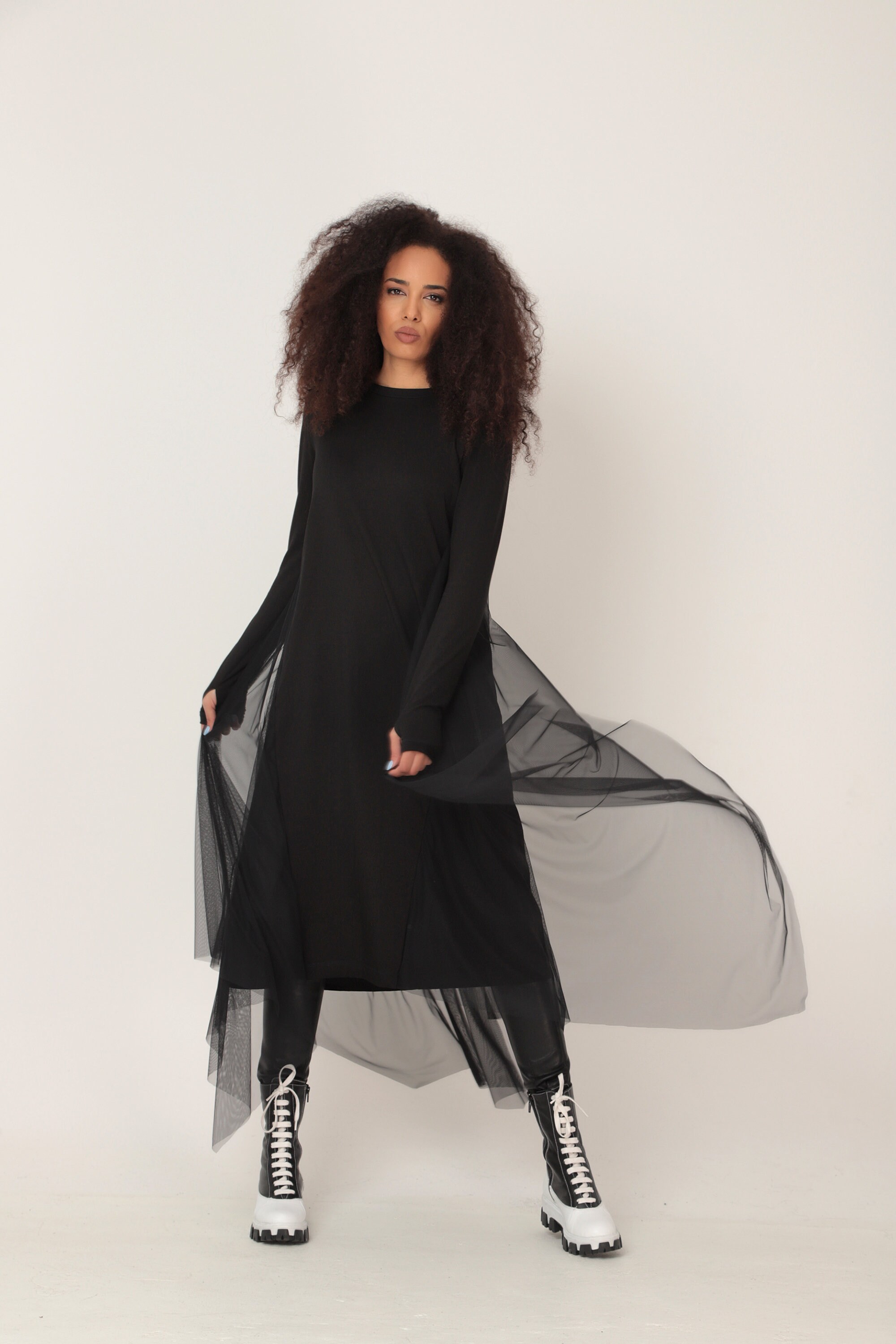 Black Tulle Dress Women Tulle Dress Gothic Tulle Dress Midi | Etsy