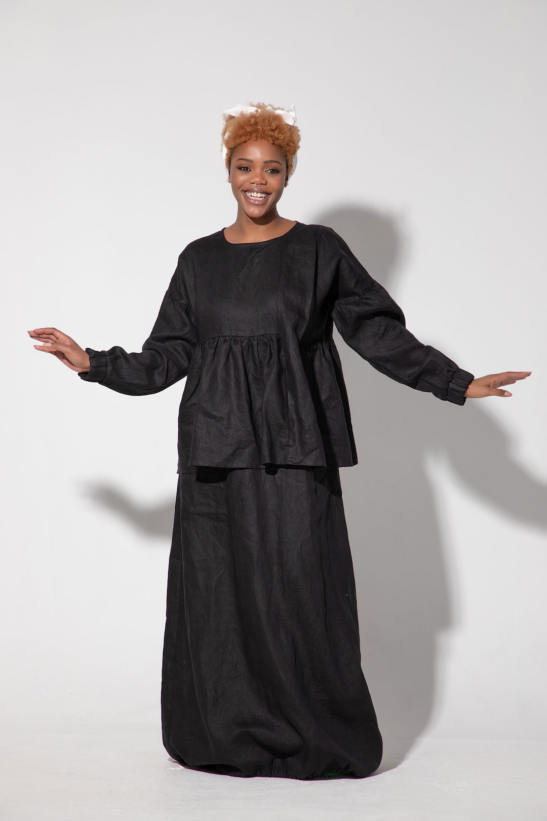 Black Linen Dress DOMINI Linen Maxi Dress, Linen Clothes, Gothic Linen ...