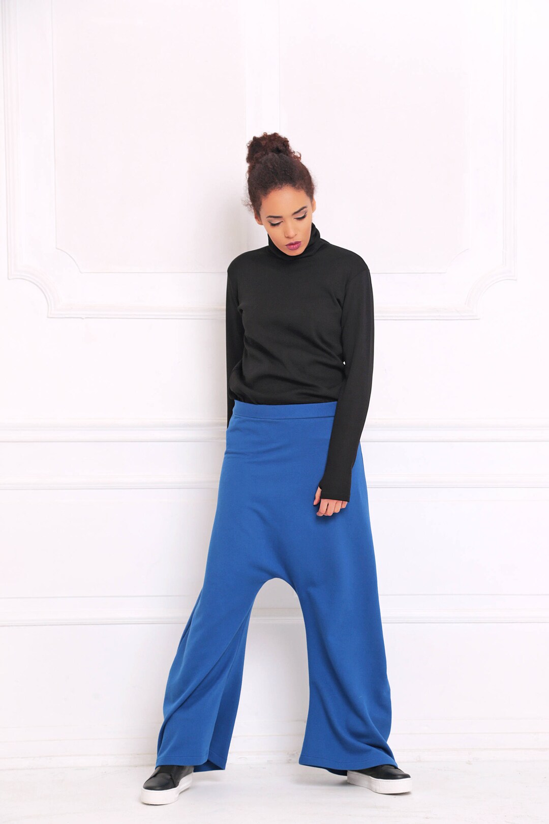 Wide Pants, Maxi Pants, 70s Clothing, Bohemian Pants, Blue Pants, Harem ...