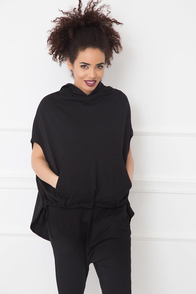 Women Black Hoodie With Front Pockets Black Hoodie Black | Etsy