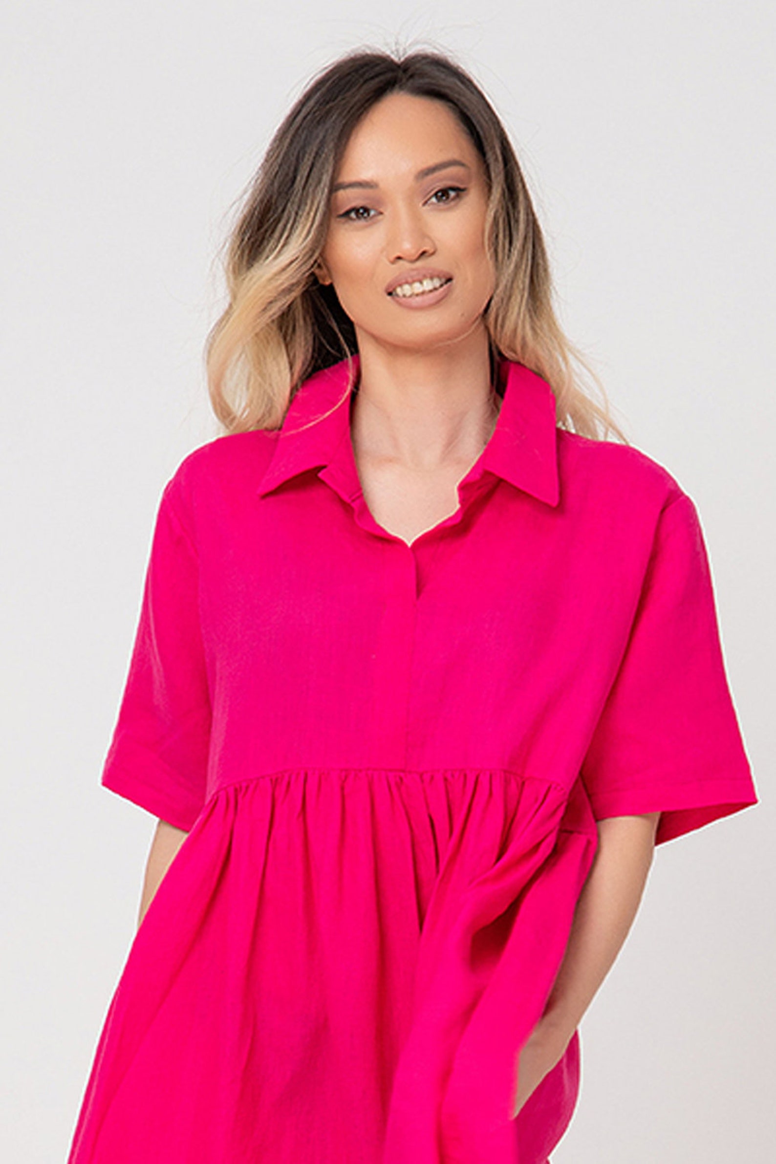 Linen Pink Dress Linen Kaftan MANAMI Dress Plus Size | Etsy