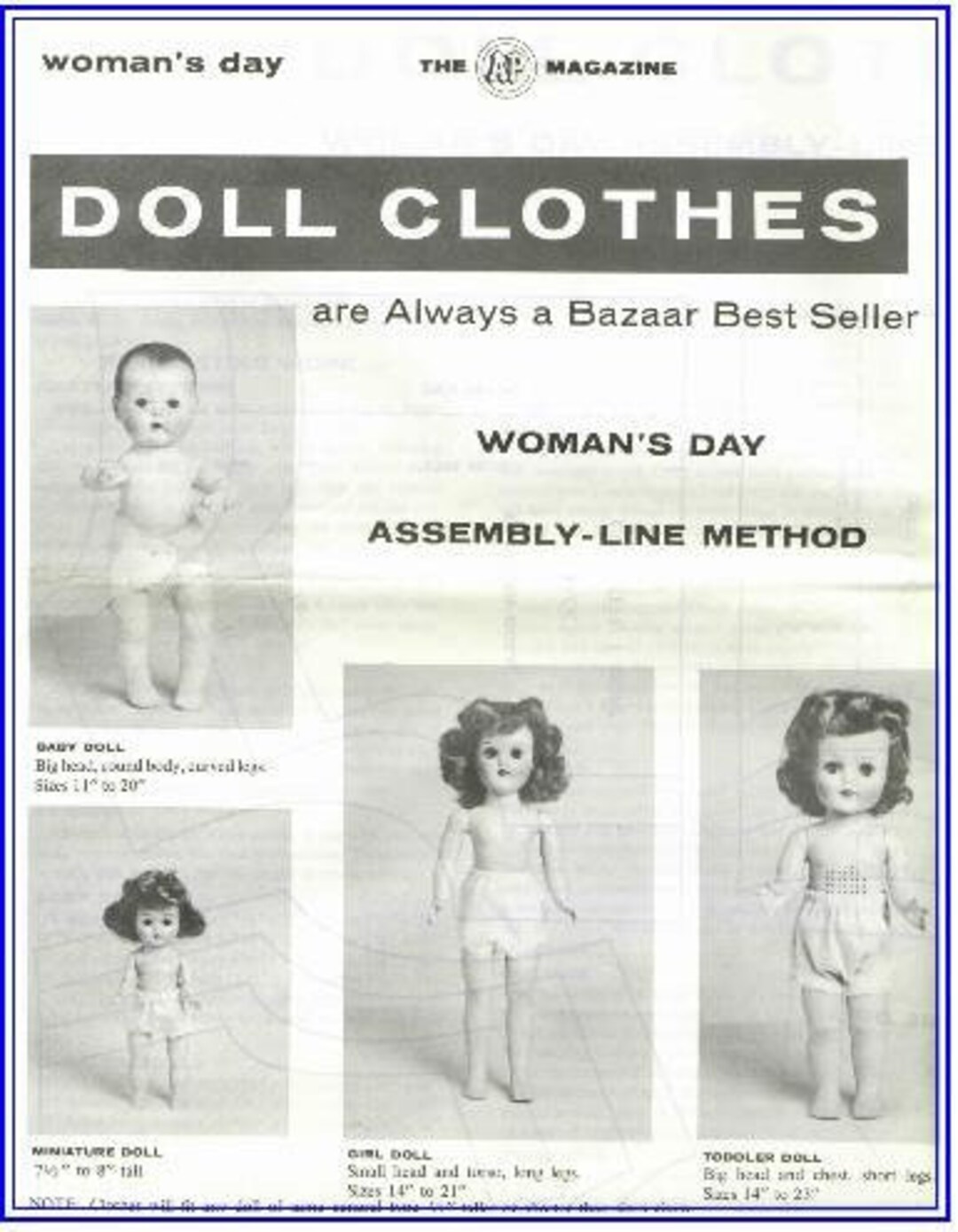 Womans's Day Doll Patterns Assembly-line Method PDF - Etsy