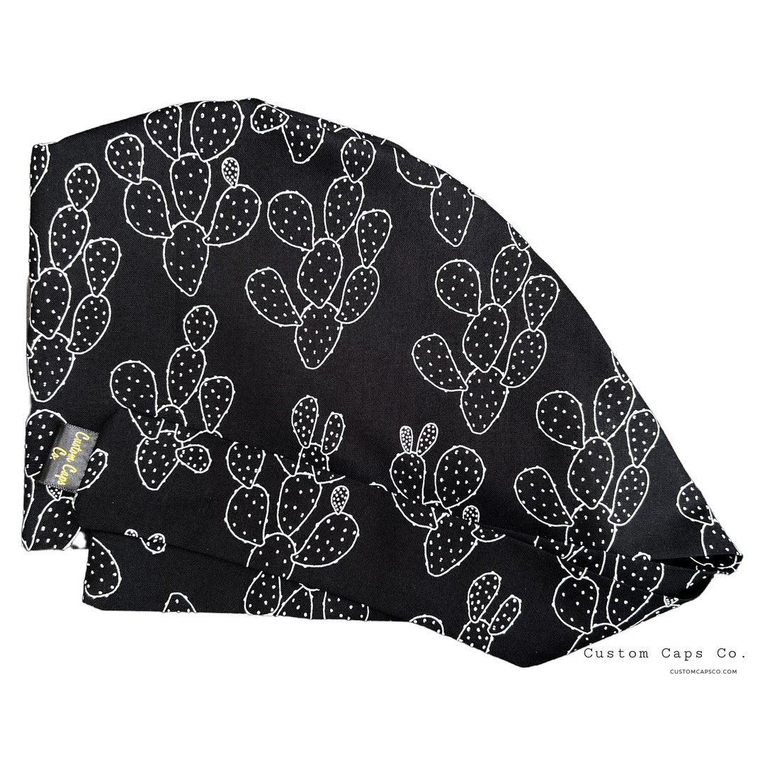 Cactus in Mono Surgical Scrub Hat, Women's Retro Pixie Scrub Cap | Custom Caps Co. - Etsy