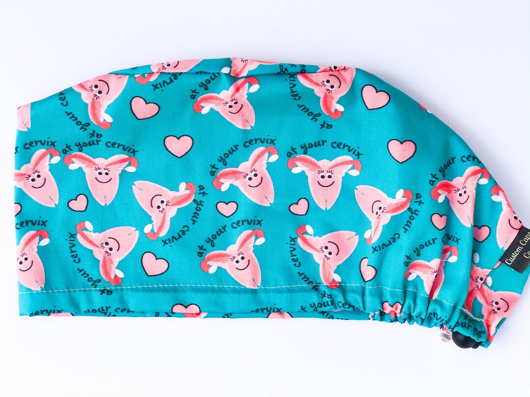 At Your Cervix Womens Modified Bouffant Scrub Hat Custom Caps Co Etsy