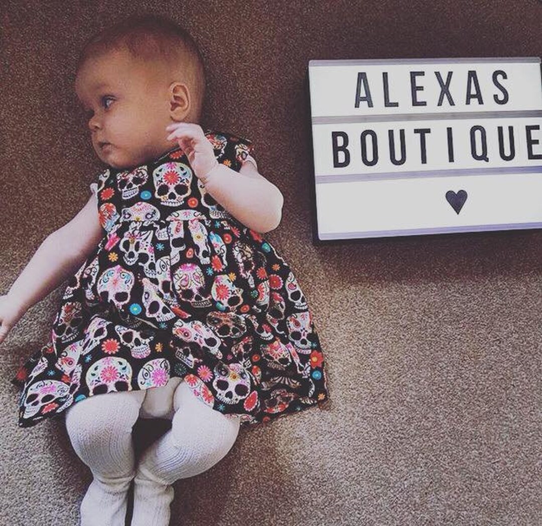 Baby Girls Sugar Skulls Dress, Toddler Skulls Dress, Day of the Dead ...