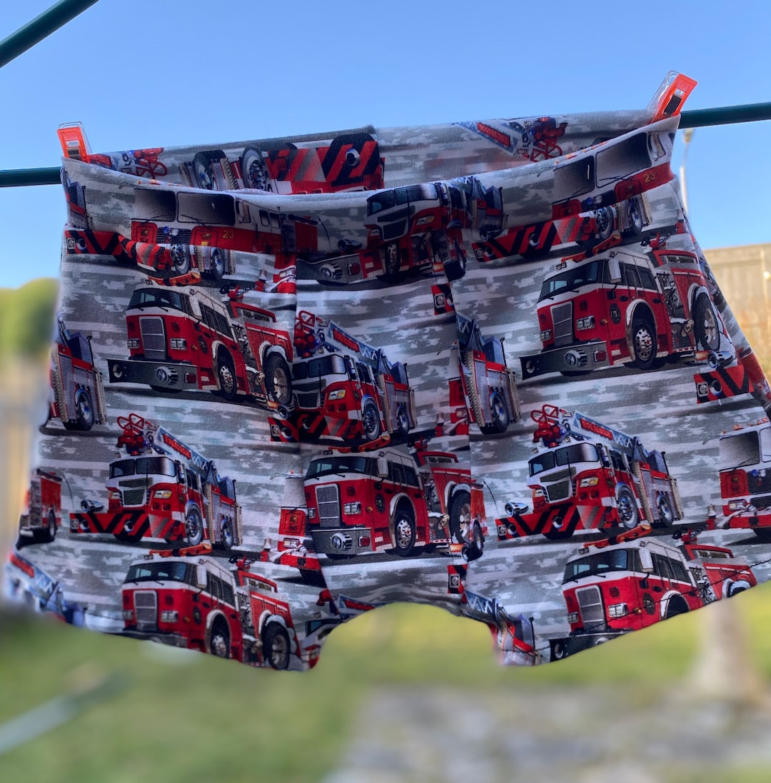 Set of Two Fire Engine Boxer Shorts, Fire Truck Underpants, Gifts for ...