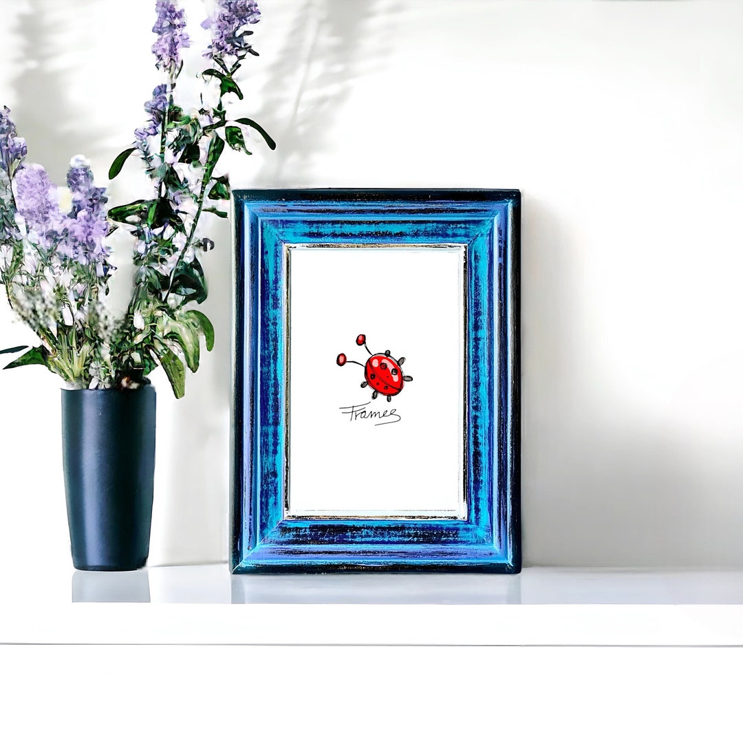 HAND PAINTED Photo Frame Wooden Picture Frame One of A Kind Sustainable ...