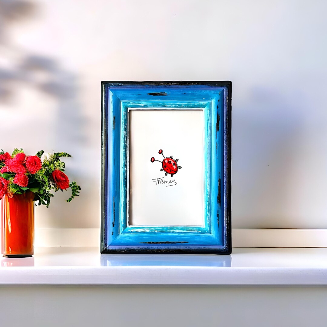 HAND PAINTED Photo Frame Wooden Picture Frame One of A Kind Sustainable ...