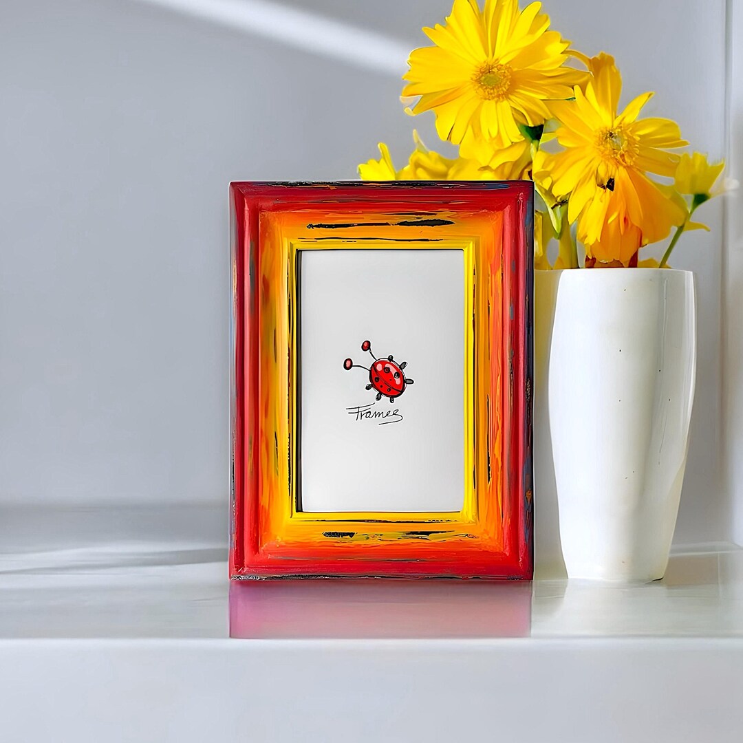 HAND PAINTED Photo Frame Wooden Picture Frame One of A Kind Sustainable ...