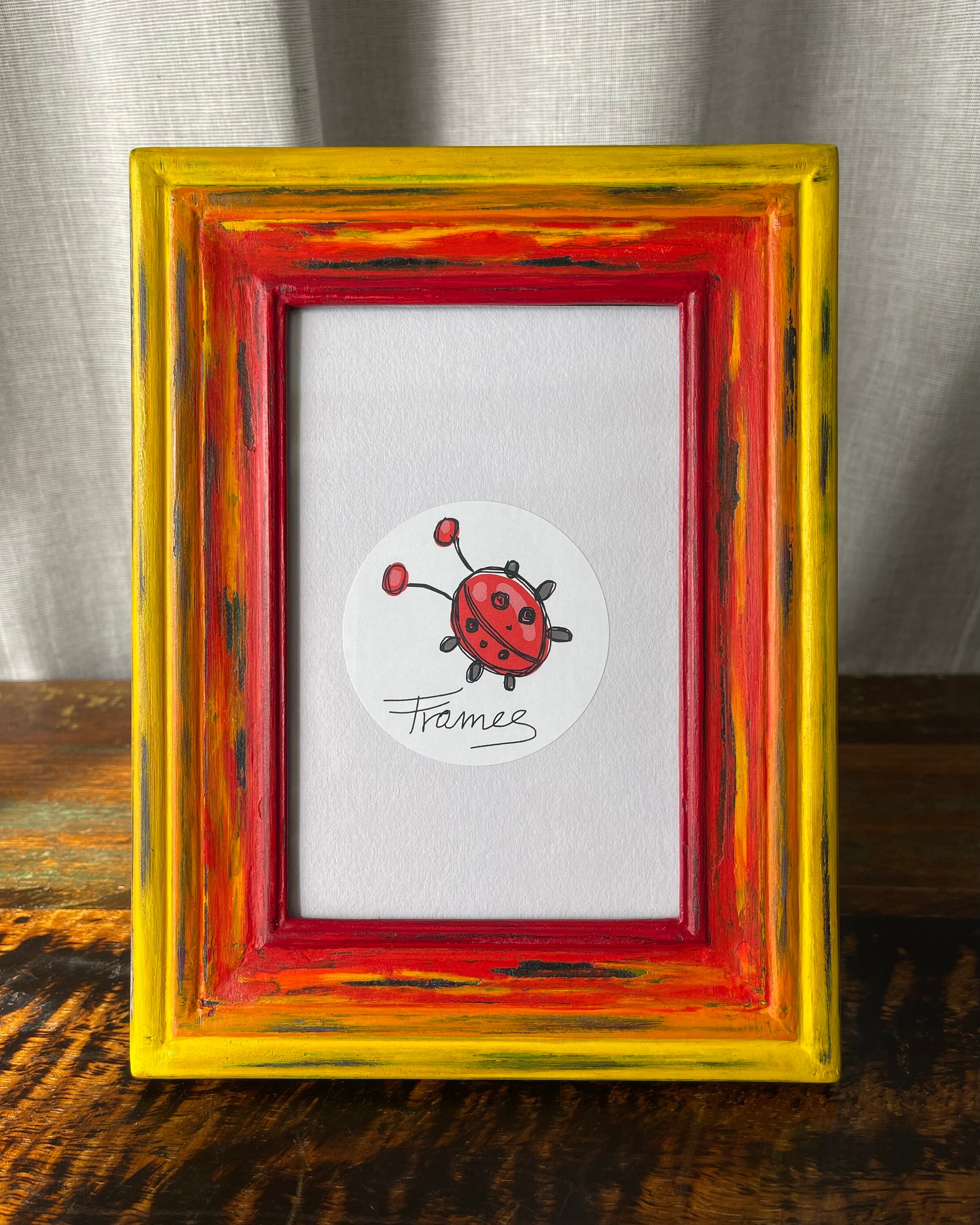 HAND PAINTED Photo Frame Wooden Picture Frame One of A Kind Sustainable ...