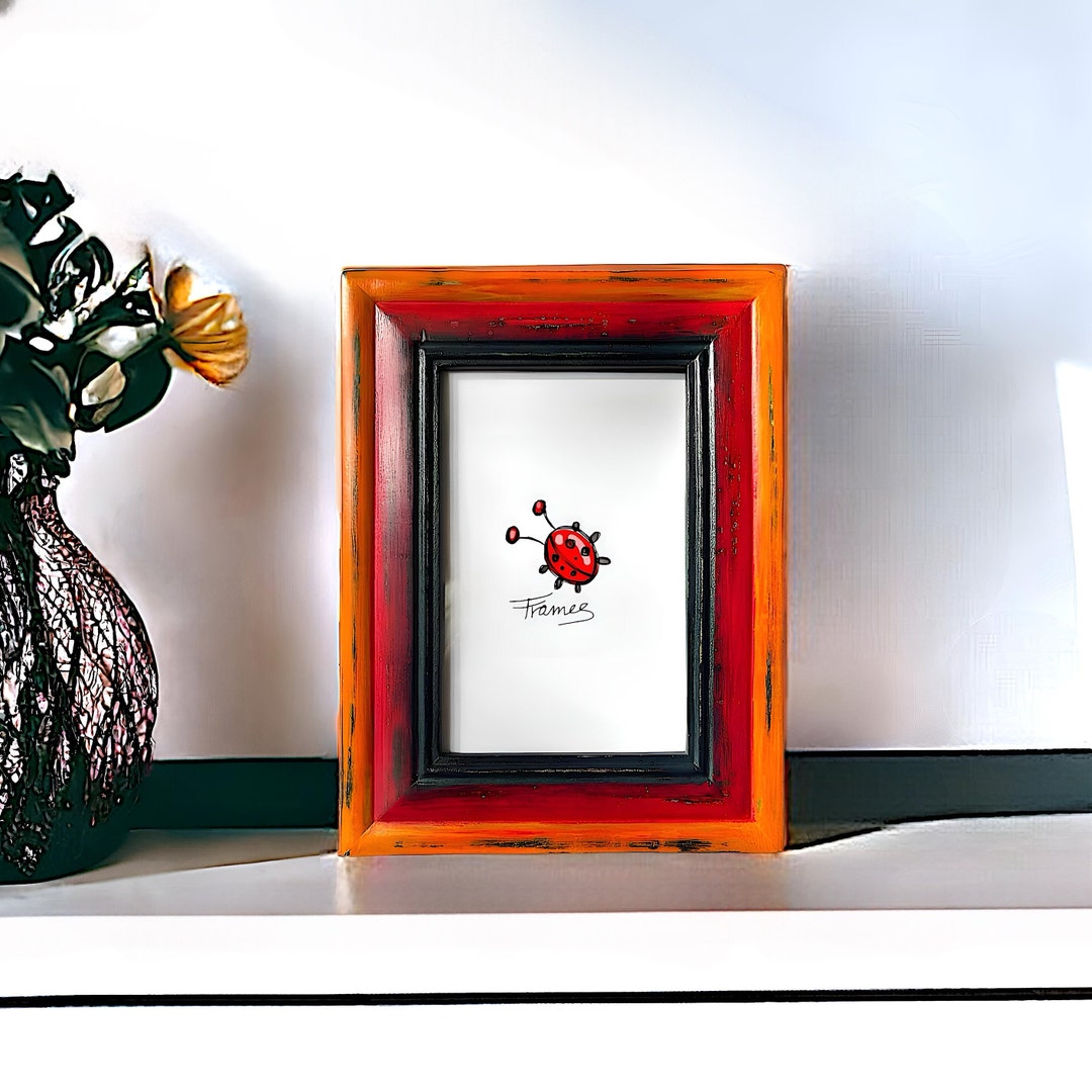 HAND PAINTED Photo Frame Wooden Picture Frame One of A Kind Sustainable ...