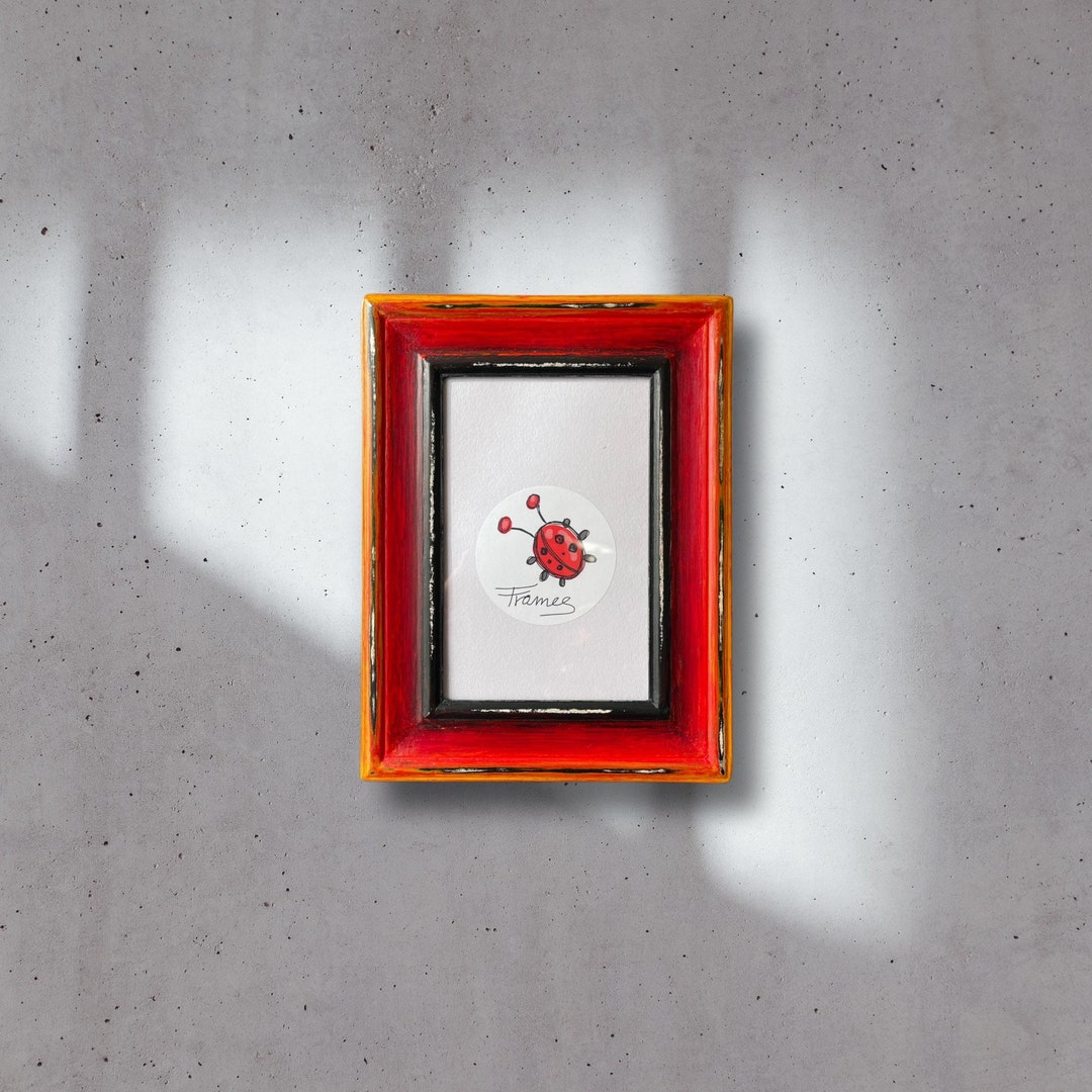 HAND PAINTED Photo Frame Wooden Picture Frame One of A Kind Sustainable ...