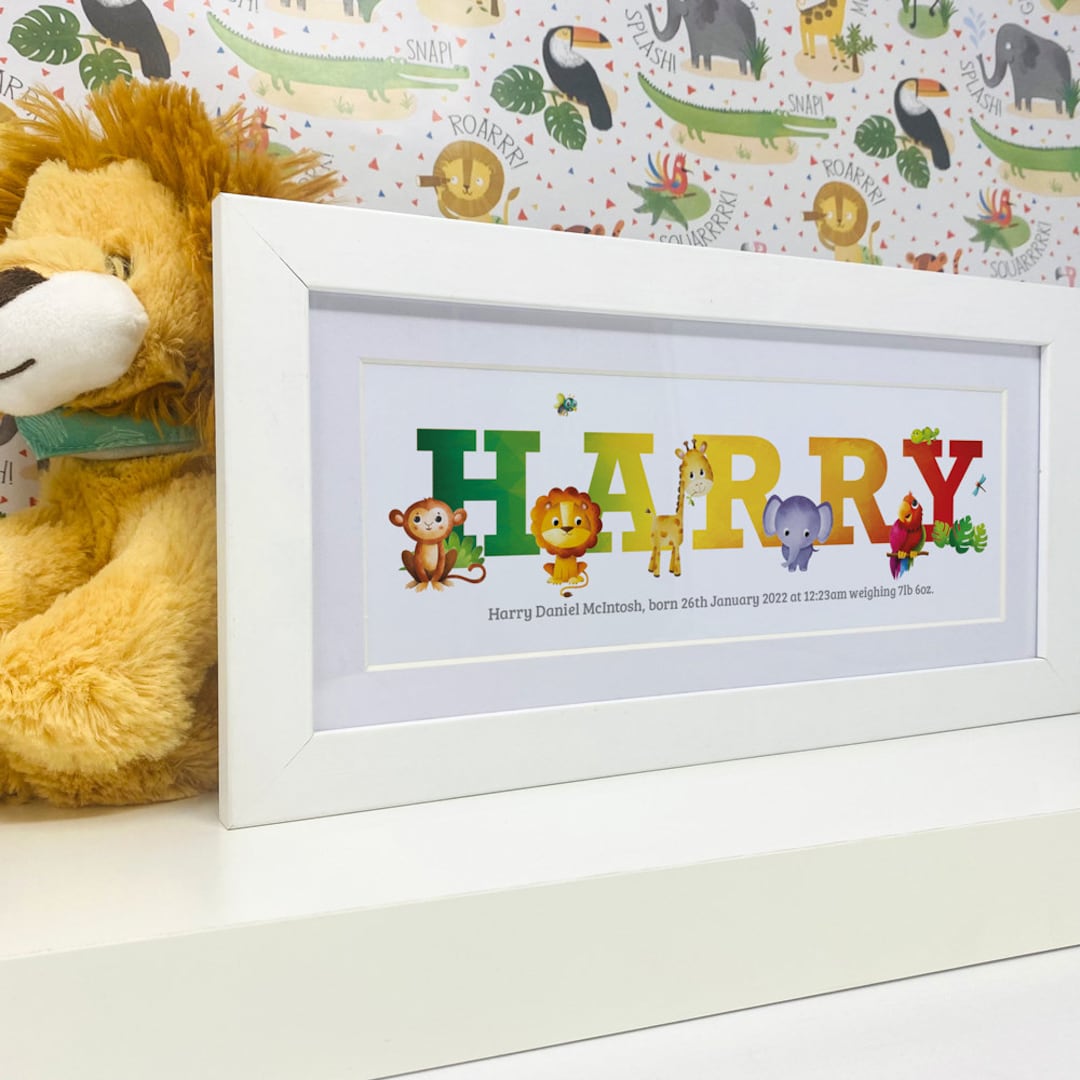 Jungle Name Frame. Custom Name Frame, Baby Nursery Decor, Sizes ...