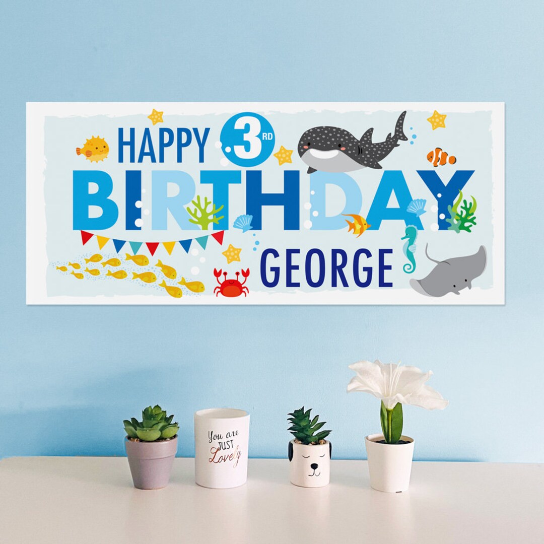 Ocean Under the Sea Birthday Banners Personalised | Birthday Banners ...