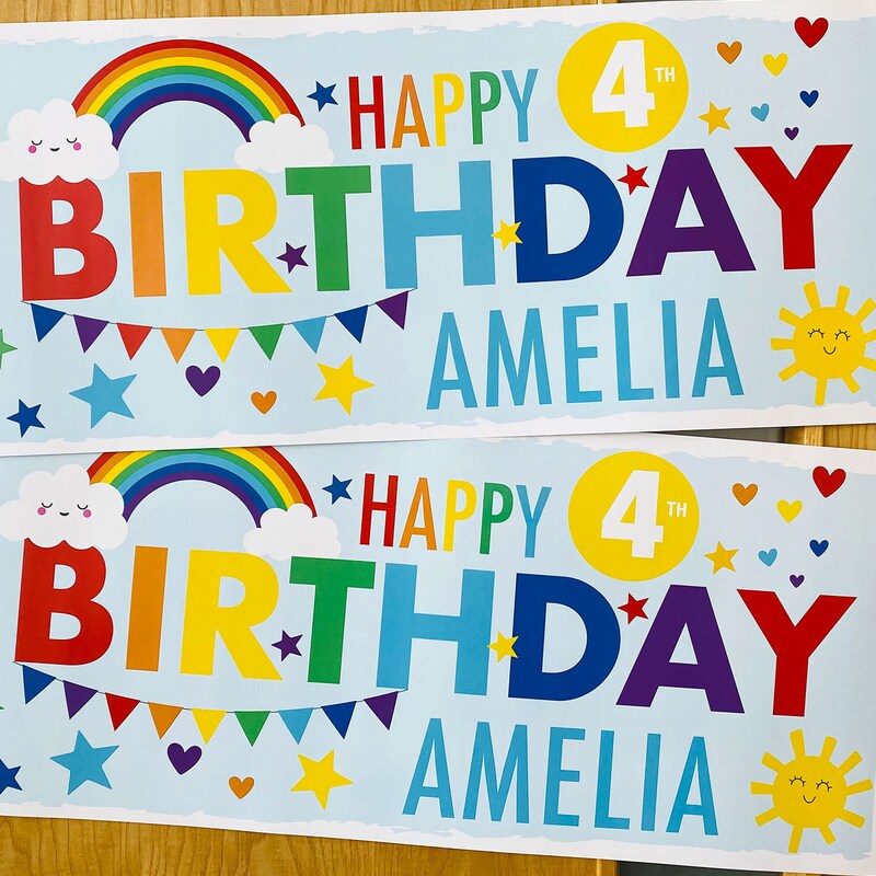 Rainbows Birthday Banner - Etsy UK