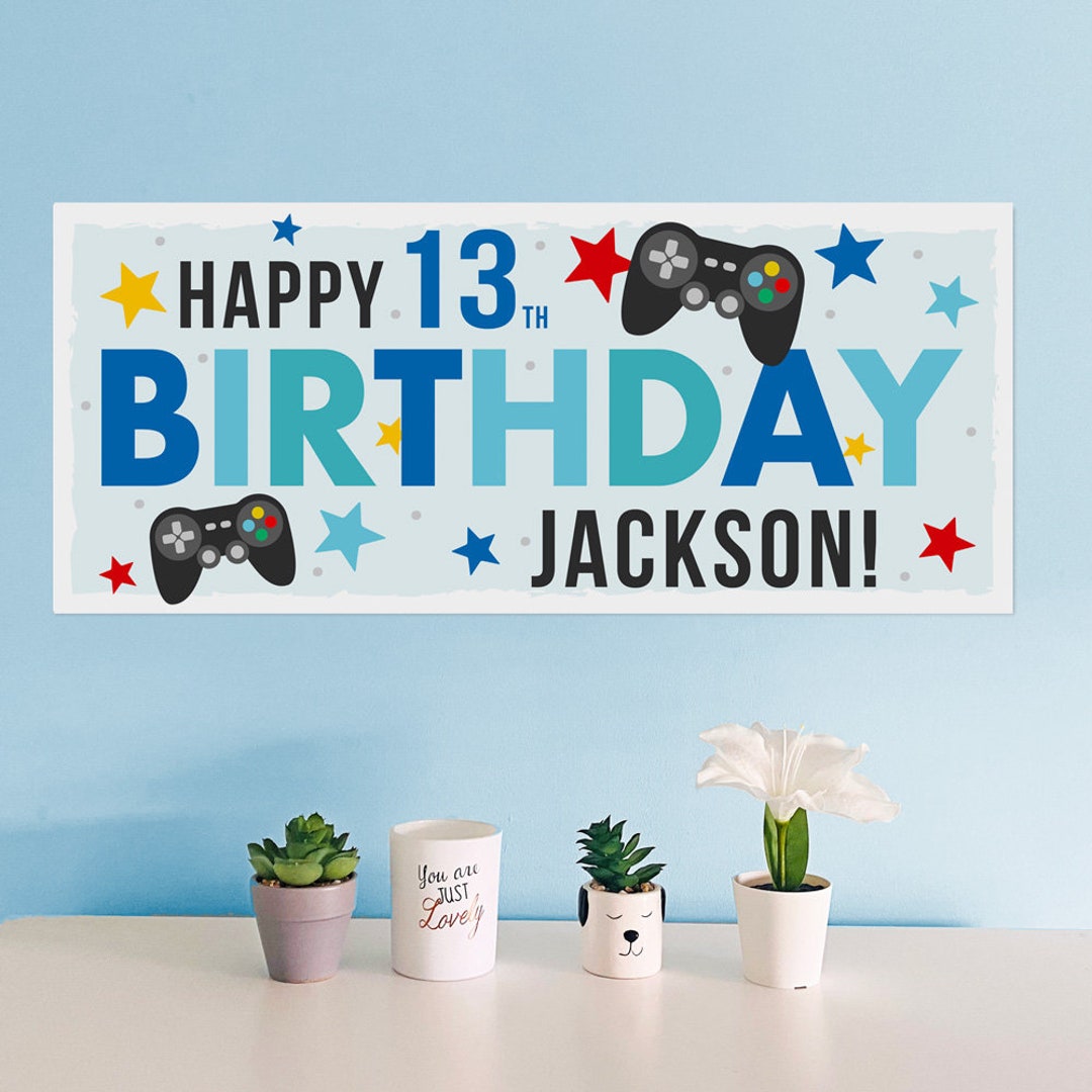 Personalised Gaming Birthday Party Banners | Gamer/game Console Design ...