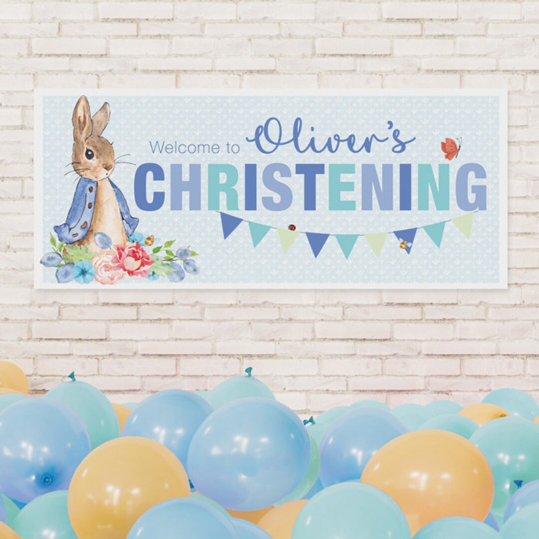 Personalised Christening, Baptism, Dedication Banners, Classic Blue ...