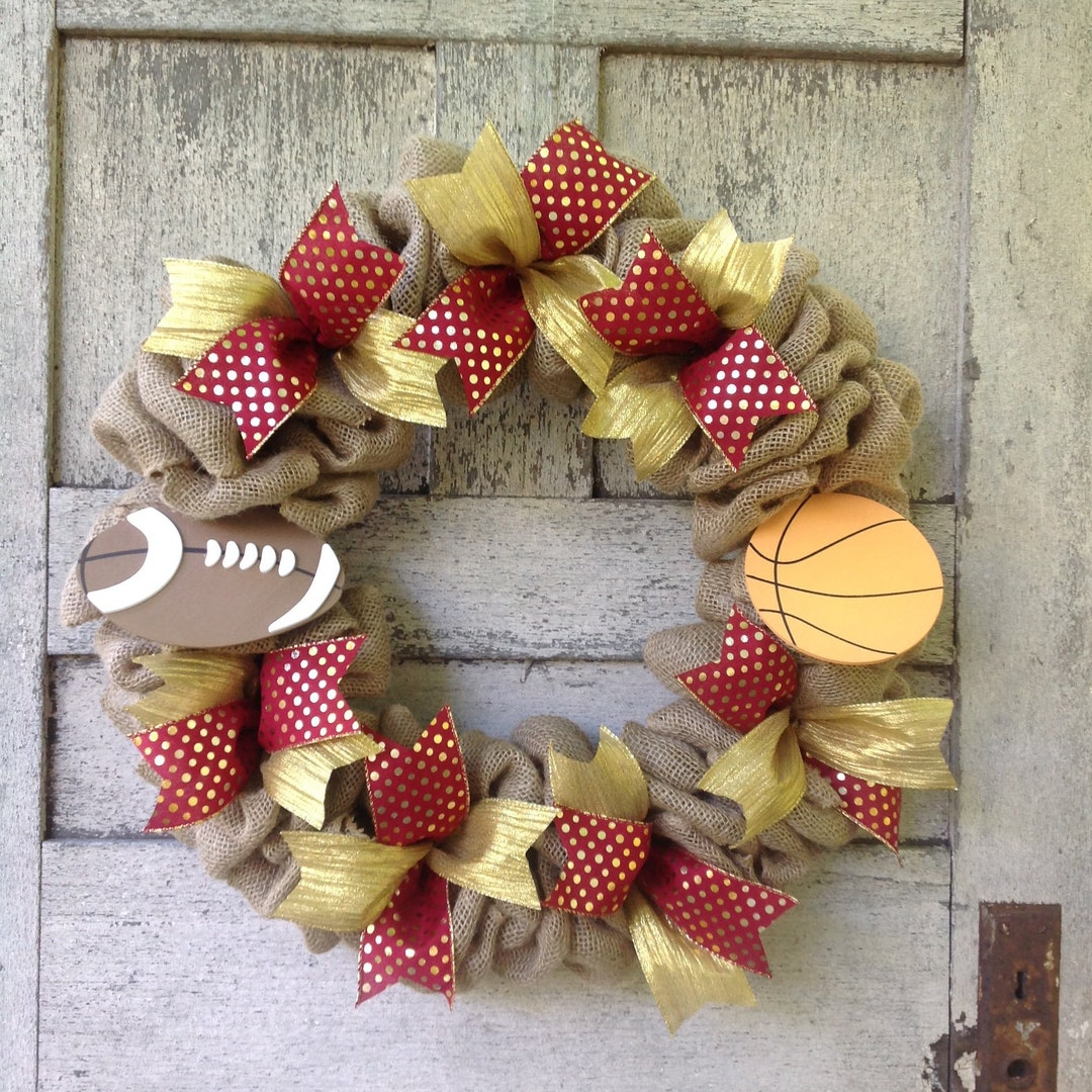 Custom Multi-sport Burlap Wreath, Two Sports Wreath, Custom Sports ...