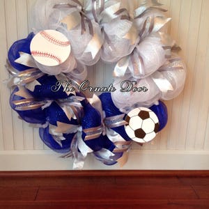 Deco Mesh Sports Wreath, Football Wreath, Basketball Wreath, Baseball ...
