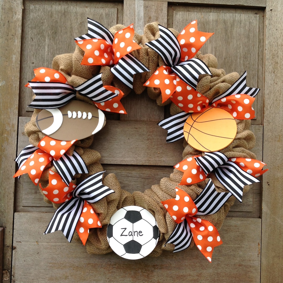 Multi-sports Wreath, Custom Sports Wreath, Team Wreath, Burlap Sports ...