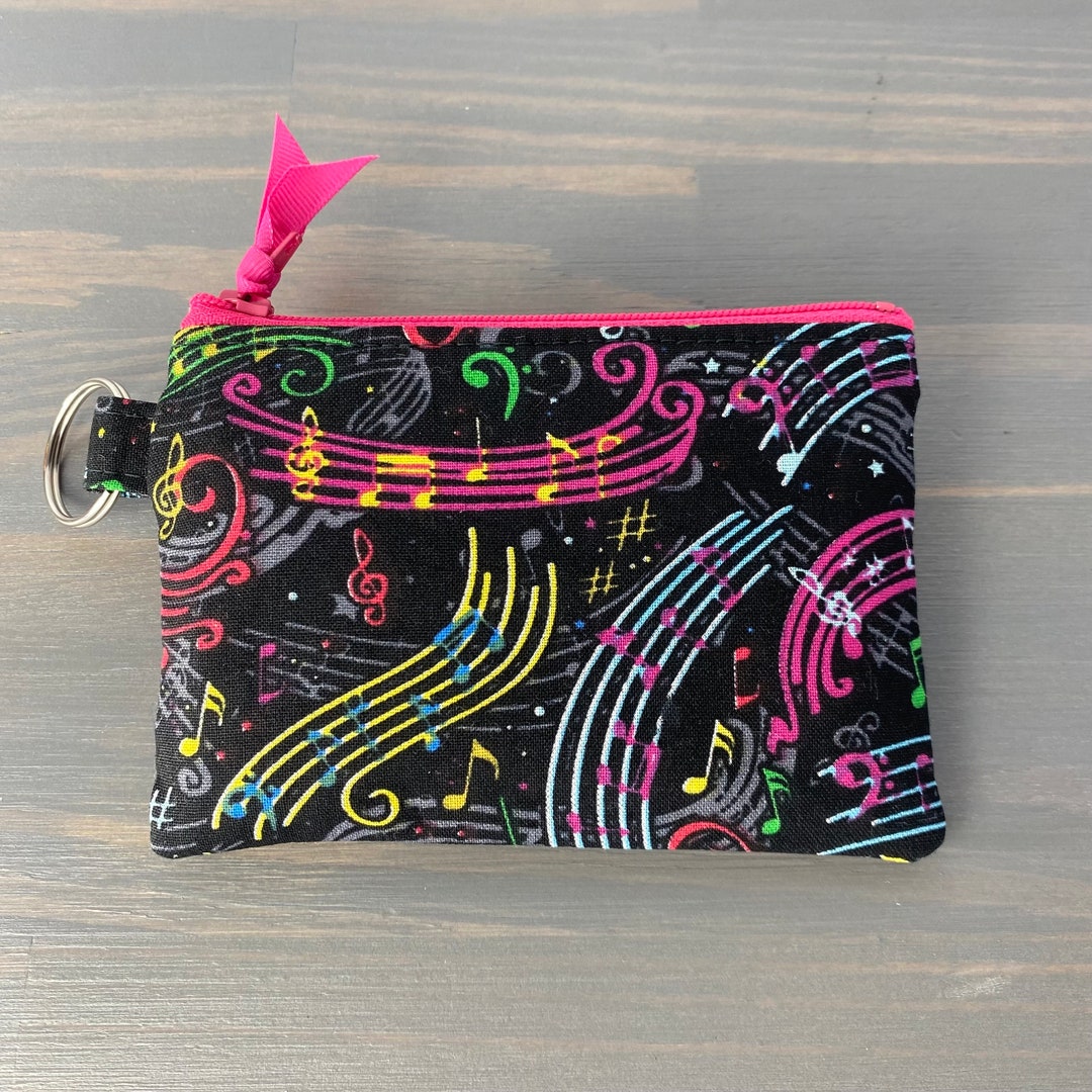 Small Coin Purse Musical Notes Fabric Zipper Pouch Bag Mini Wallet Gift ...