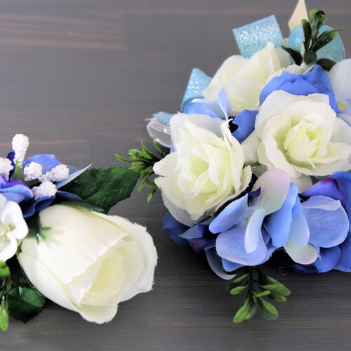 Corsage and Boutonniere Set Royal Blue Prom Corsage Wristlet - Etsy
