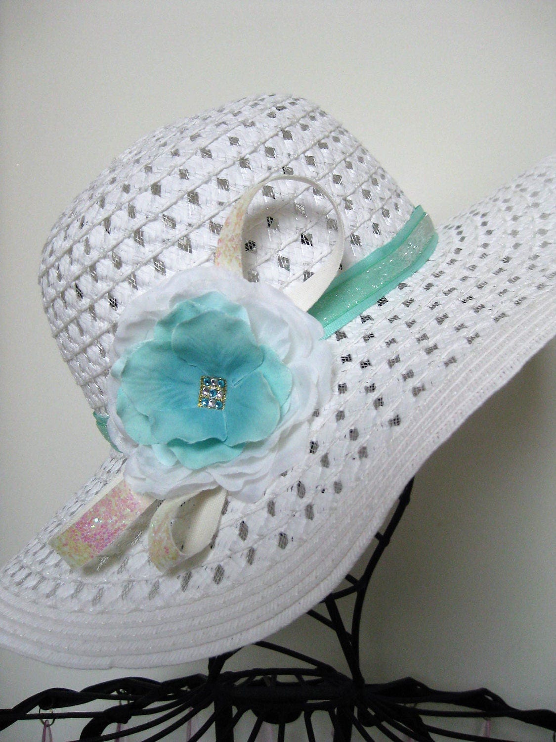 Toddler Girls Easter Bonnet Floppy Straw Hat Glitzy Rhinestone - Etsy