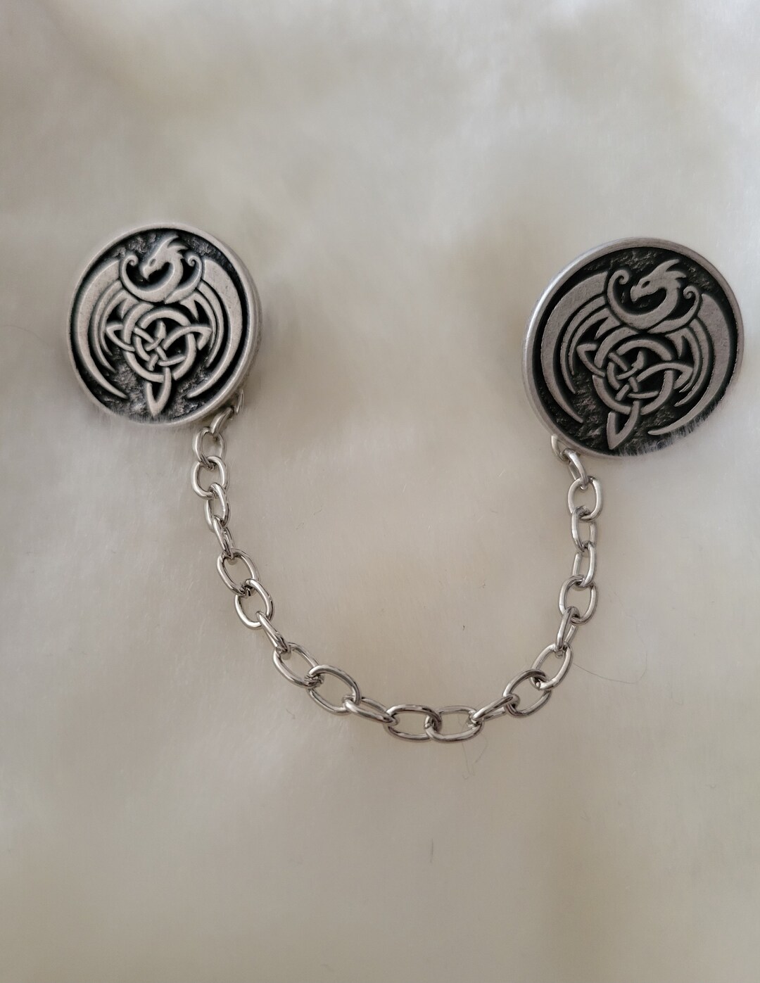 Cloak Clasps Celtic Dragons color Silver/black - Etsy