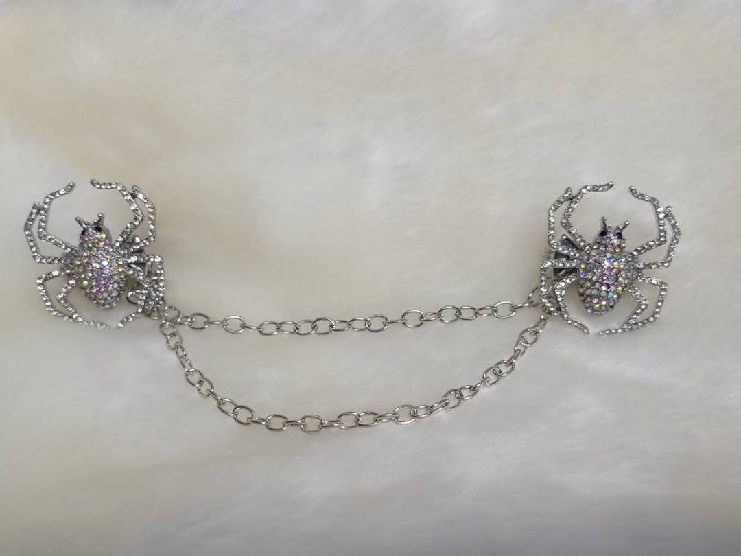 Cloak Clasps- Crystal Spiders (color- Clear- Pearl/silvers) on the ...