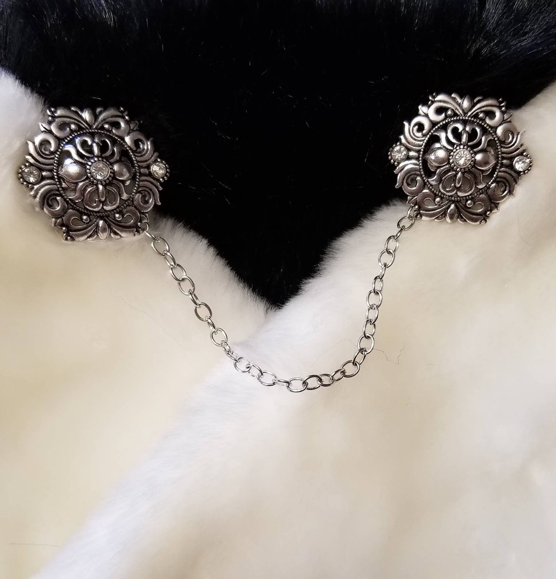 Cloak Clasps (color- Silver/clear) - Etsy
