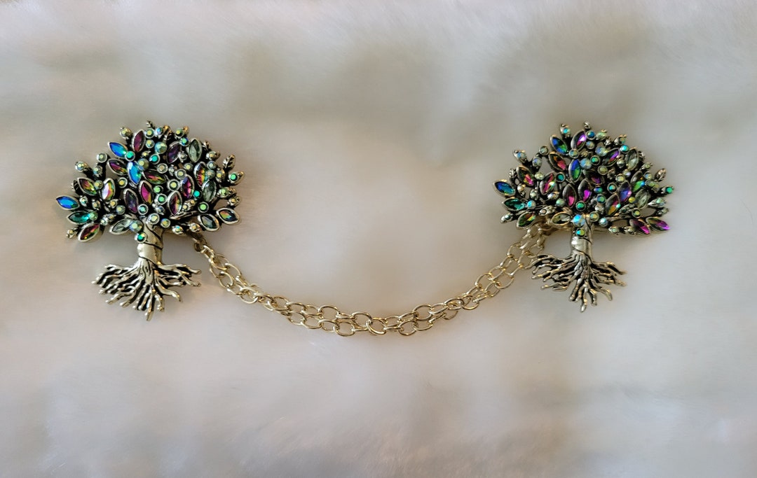 Cloak Clasps- Large Trees (color- Golds/black/multicolor) - Etsy