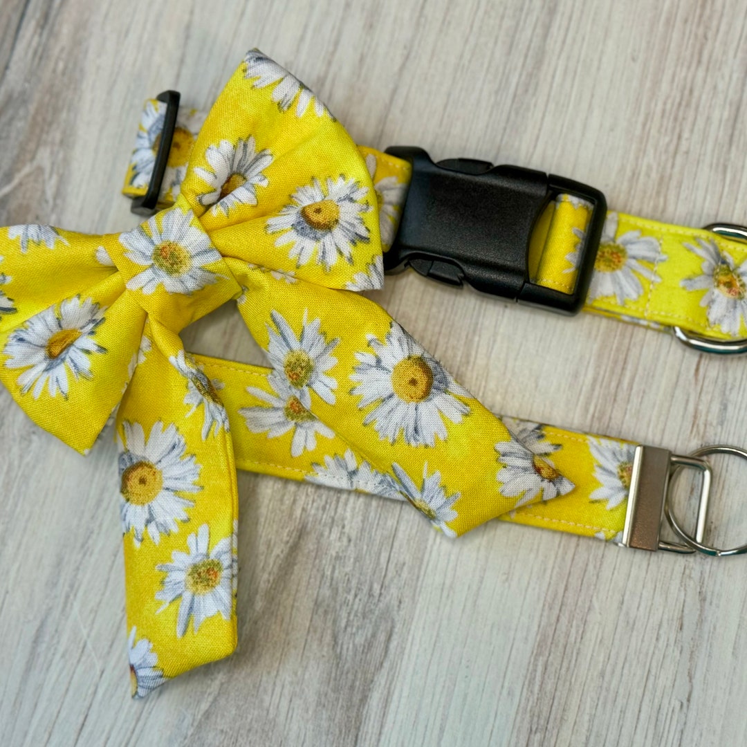 Dog Collar, Daisy, Flower, Collar With Bow, Sailor Bow, Collar With Bow ...
