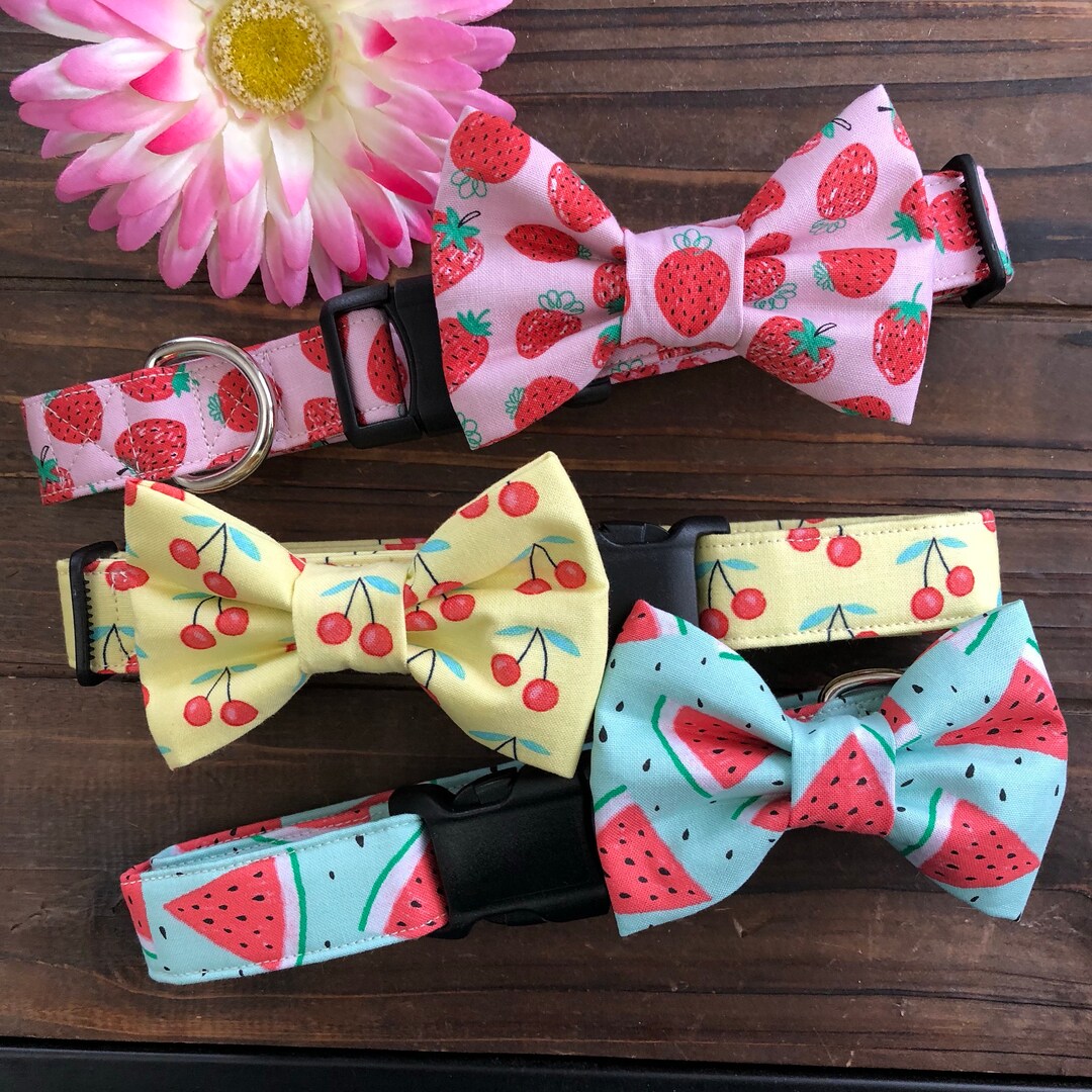 Dog Collar, Collar With Bow, Collar With Bow Tie, Dog Bow Tie, Cherry ...