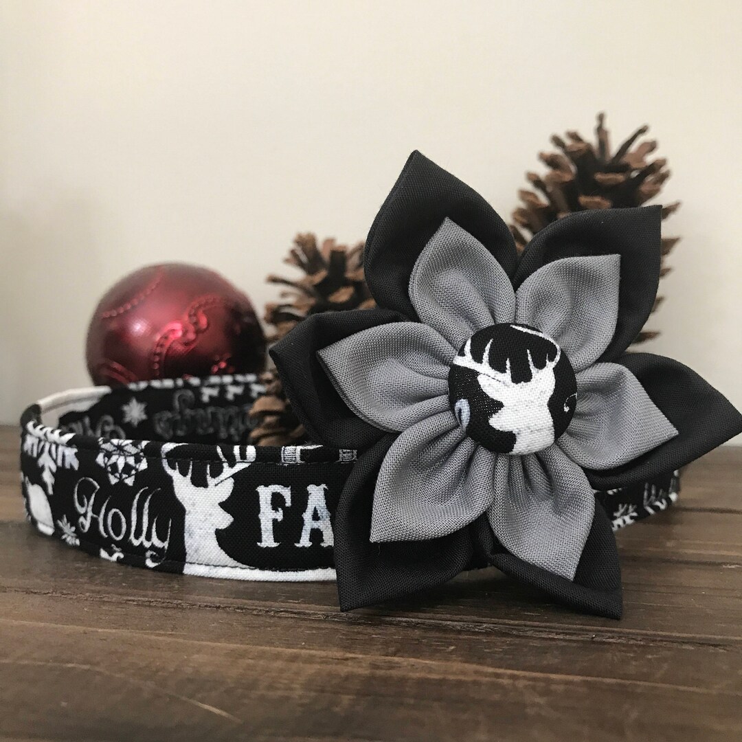 Dog Collar, Collar Flower, Winter Dog Collar, Reindeer Dog Collar ...