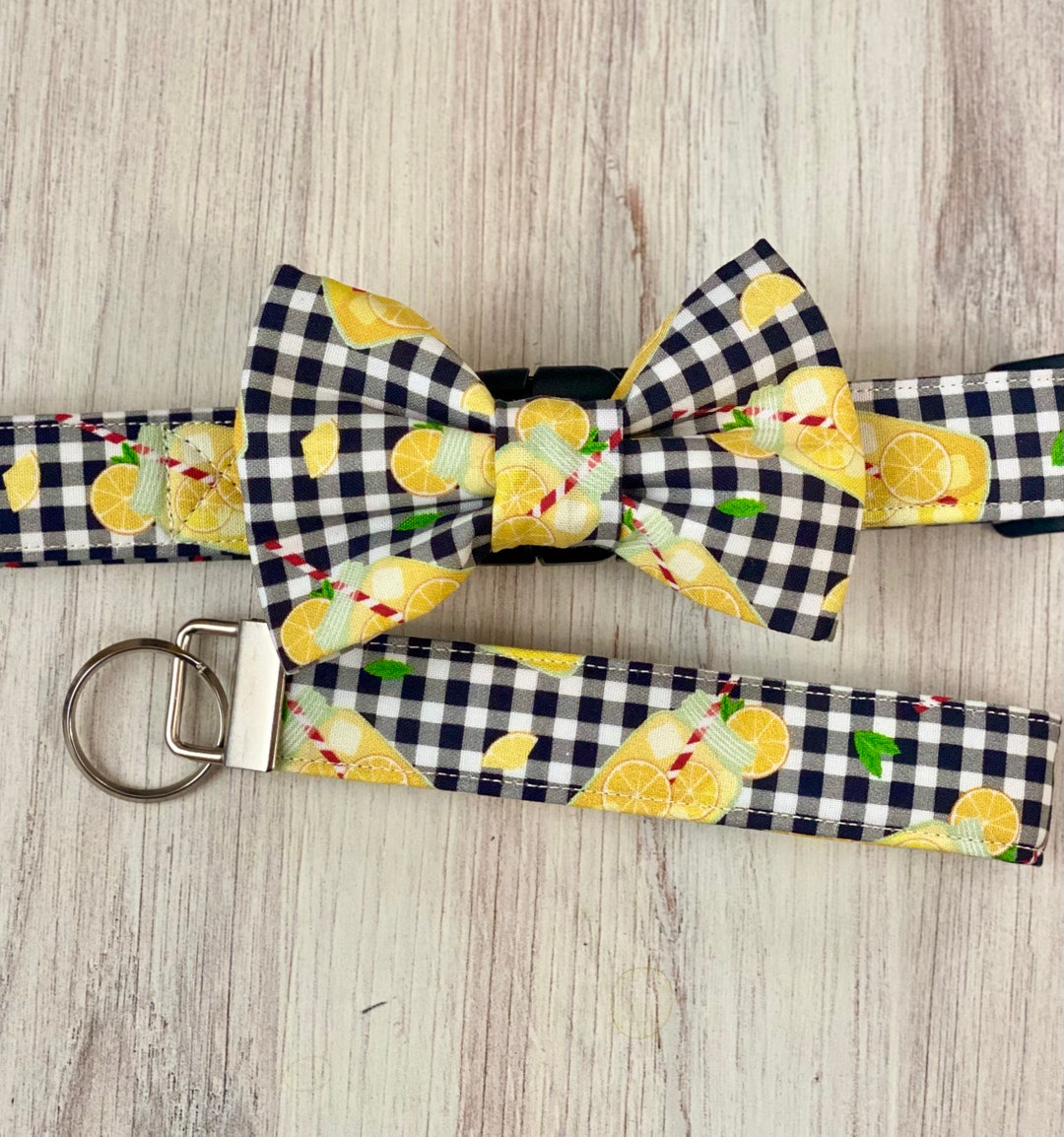 Dog Collar, Black and White, Checkered, Gingham, Leash, Lemonade, Lemon ...